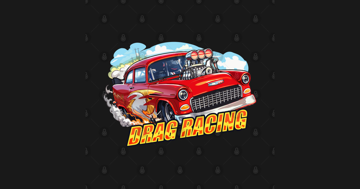 Classic 55 Chevy Gasser Drag Racing. - Drag Racing - T-Shirt | TeePublic