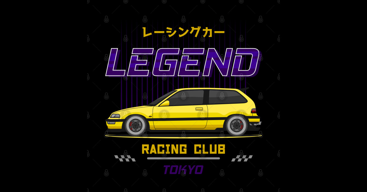 Midnight Racer Yellow Kanjo EF JDM - Civic Ef - Posters and Art Prints ...