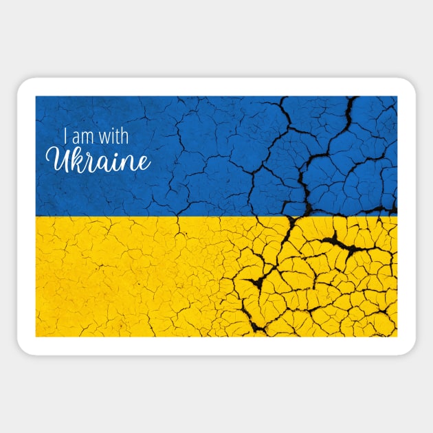 I am with Ukraine, Vintage Ukraine flag - Ukraine - Sticker | TeePublic