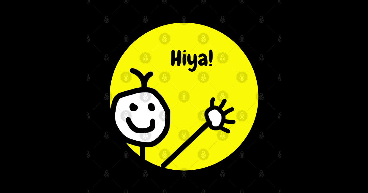 Cute Waving Funny Cartoon Smiling Face Hiya - Smiling Face - Sticker ...
