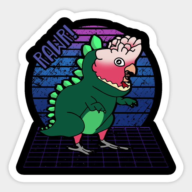 Aesthetic Vaporwave Rose breasted Galah Cockatoo Dinosaur Doodle - Birb ...