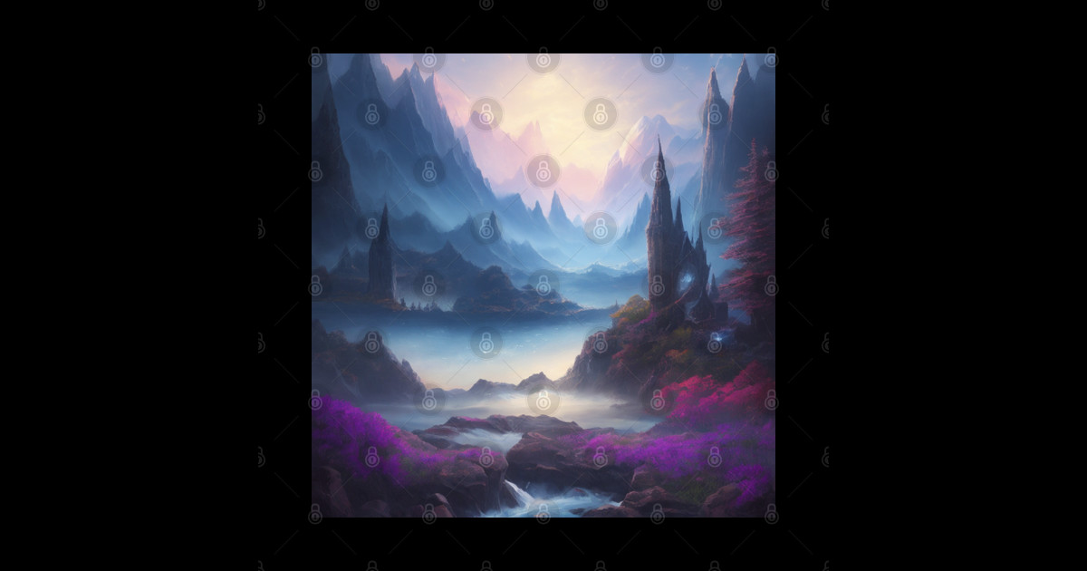 Dreamcore Design - Tower Rocks in a Misty Valley - Landscape - Sticker ...