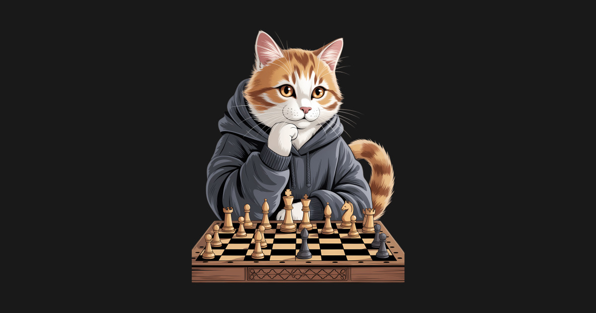 Cat playing chess - Cat Playing Chess - T-Shirt | TeePublic