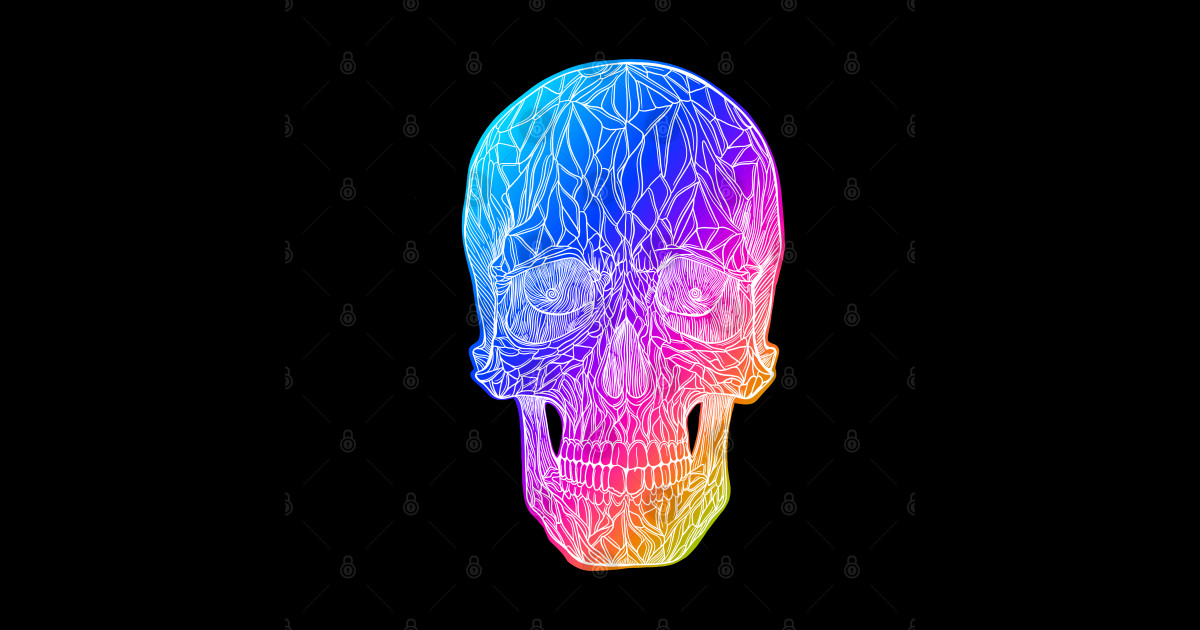 Stained glass skull design - inverted rainbow with white line version ...