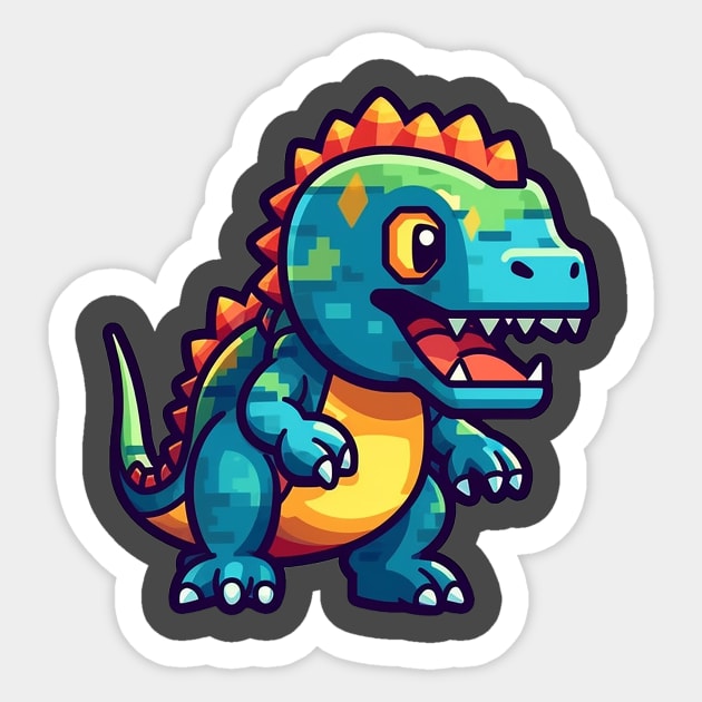 Pixel Rex - Cute 8-bit Dinosaur - Pixel Art - Sticker | TeePublic