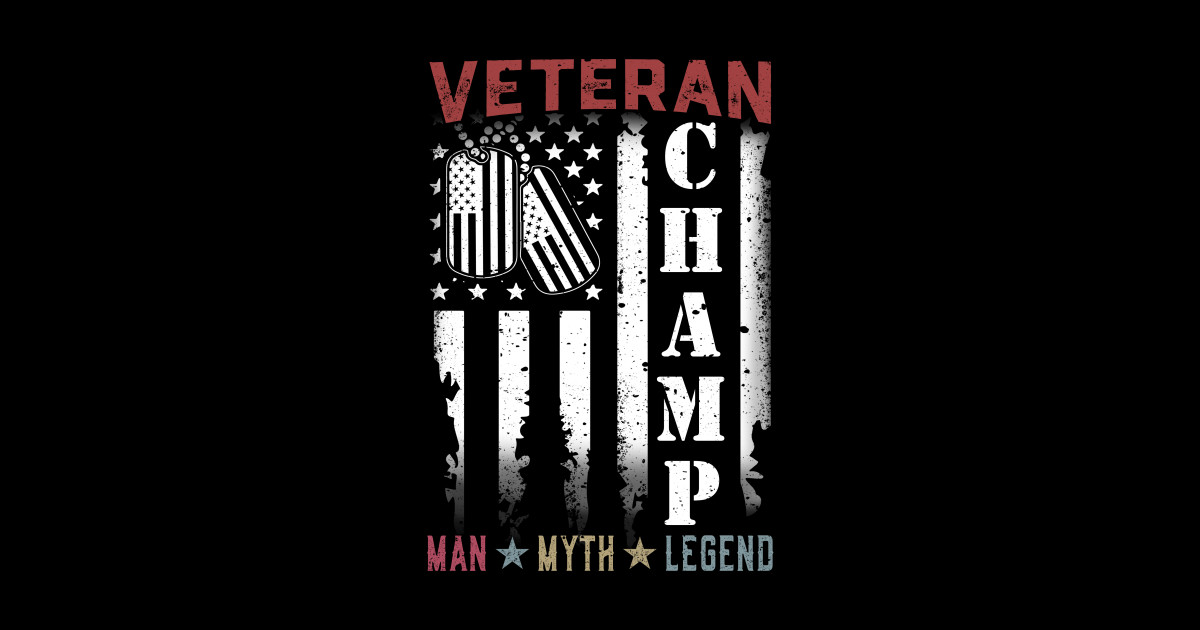 Vintage Flag Veteran Champ Man Myth Legend - Grandfather Gift - Sticker ...