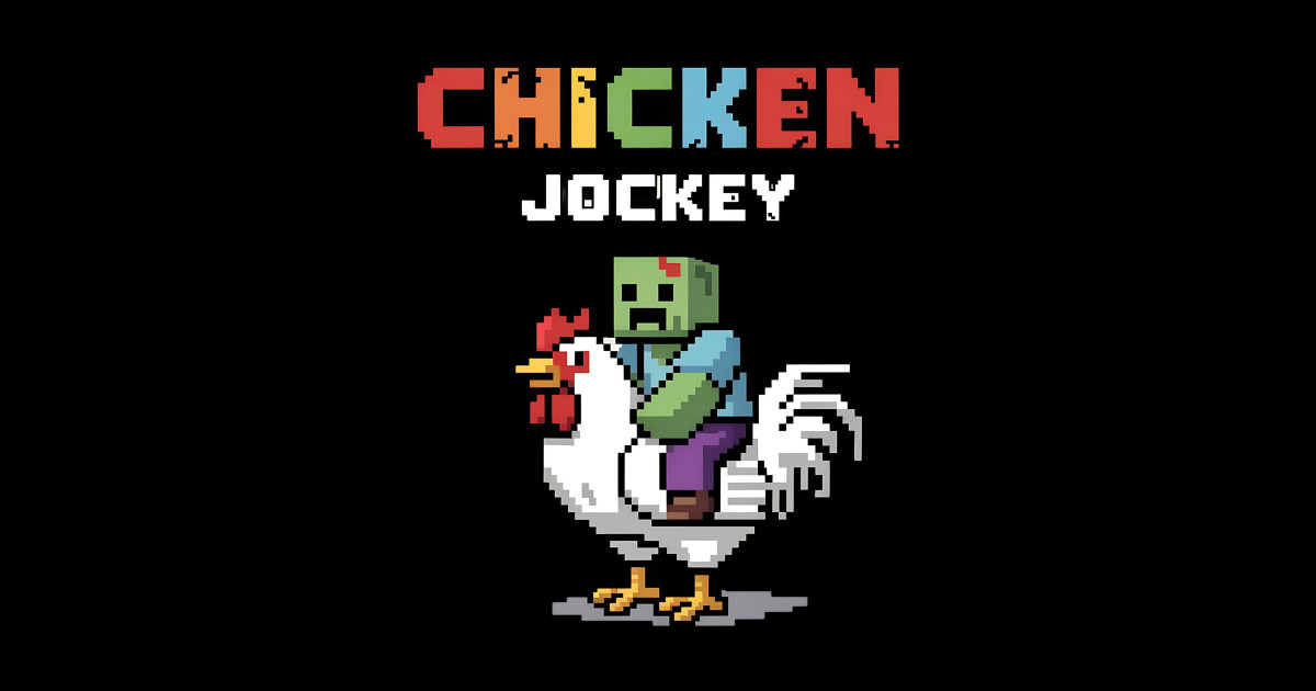 Chicken Jockey Pixel Art – Funny Zombie - Chicken Jockey - Sticker ...