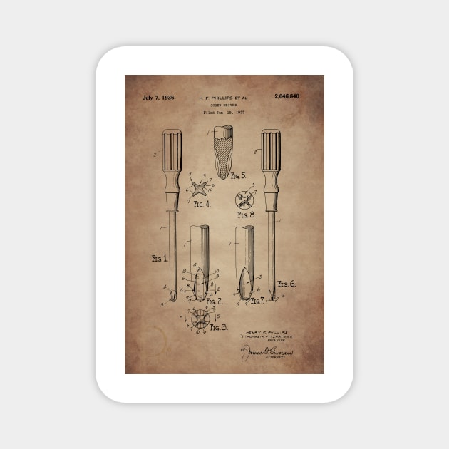 Vintage screw driver patent - Vintage Screw Patent - Magnet | TeePublic