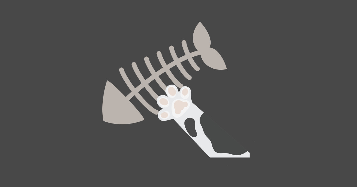 cat grab fishbone - Cat Grab Fish Bone - T-Shirt | TeePublic