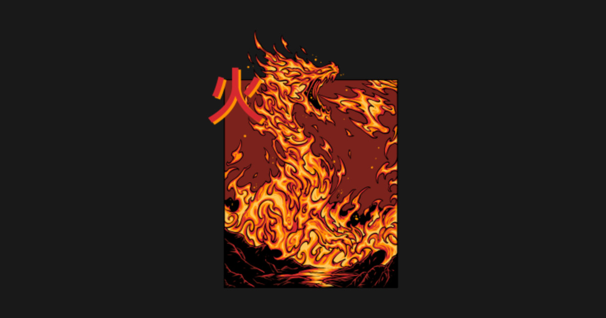 Fire dragon - Japanese - T-Shirt | TeePublic