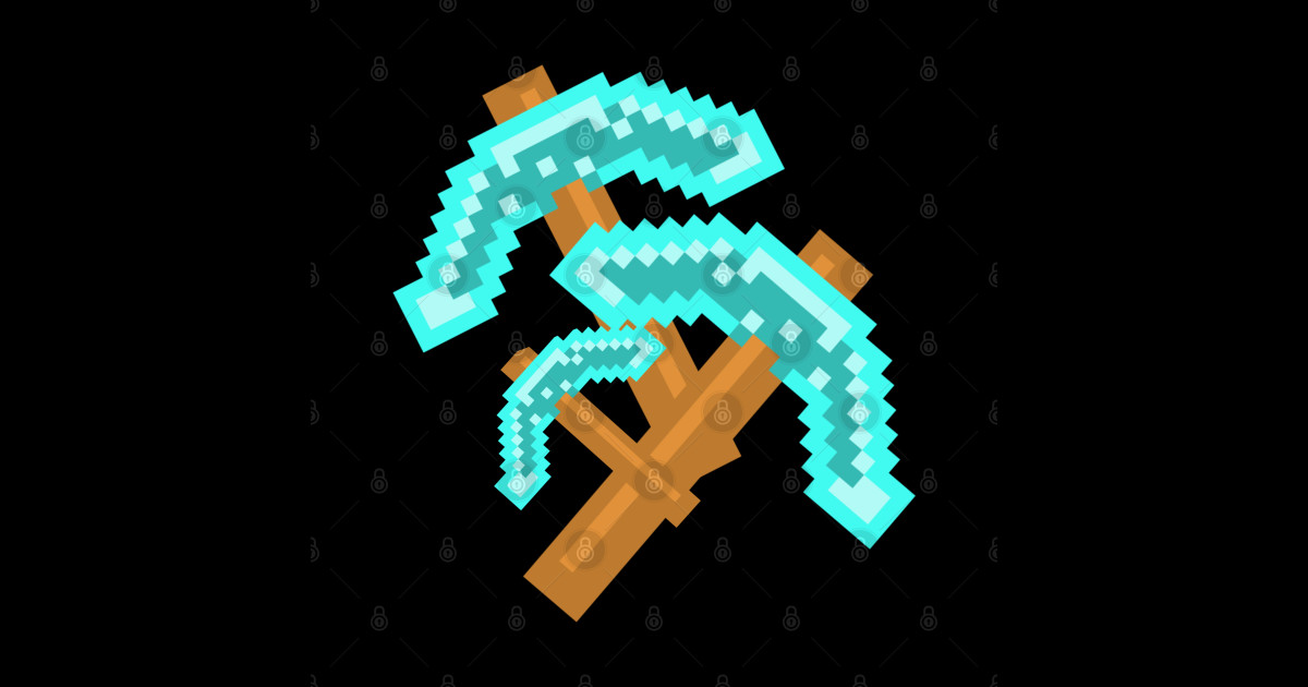 PICKAXE FOR MINER ON PIXEL ART - Pixelart - Sticker | TeePublic