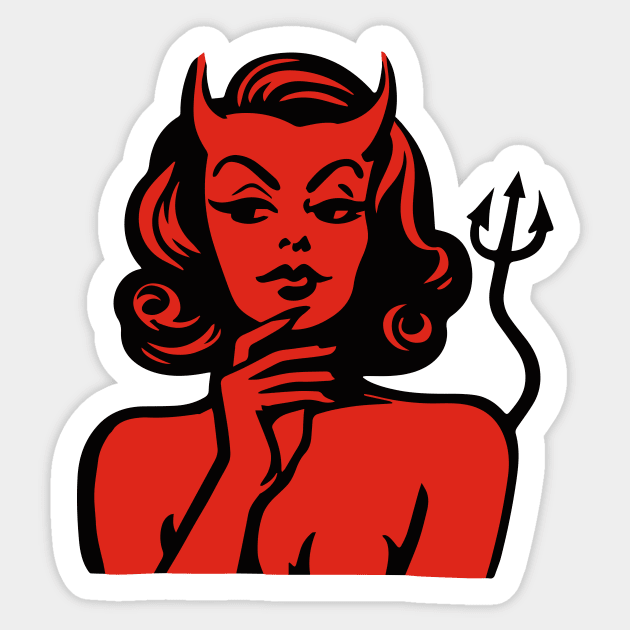 Retro Devil Girl - Devil Girl - Sticker | TeePublic