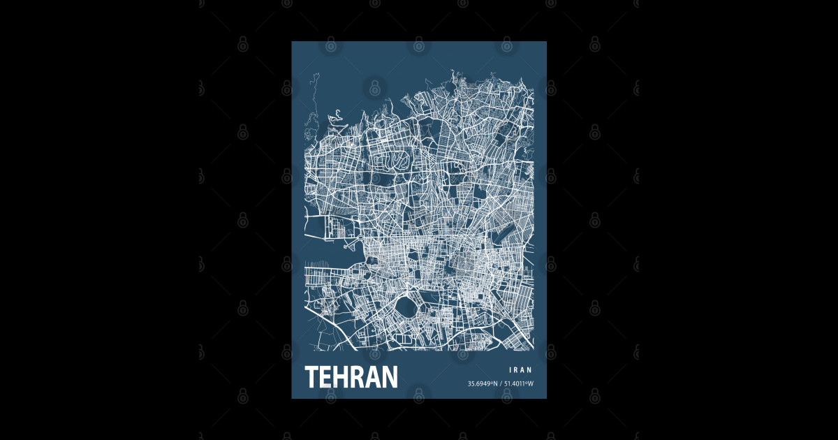 Tehran Blueprint Street Map, Tehran Colour Map Prints - Tehran ...