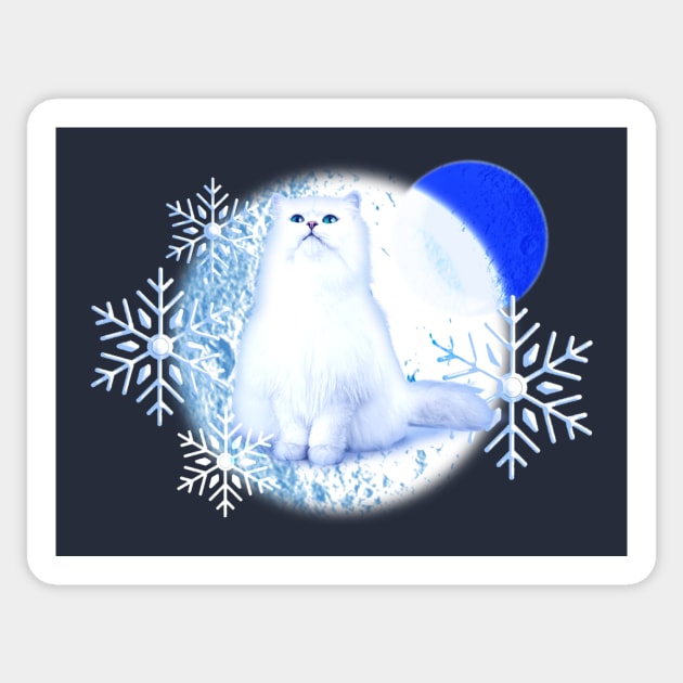 Blue Solstice in the moon - Solstice Cat - Sticker | TeePublic