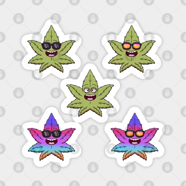 Cartoon Cannabis Plant Sticker Pack - Cannabis Sticker - Magnet | TeePublic