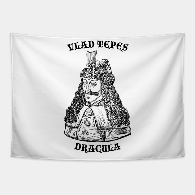 Vlad Tepes Dracula without color - Halloween - Tapestry | TeePublic