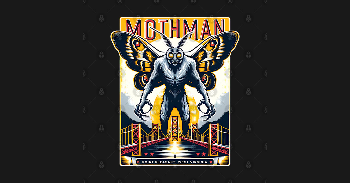 Cryptid Mothman of Point Pleasant Retro Mothman - Mothman - T-Shirt ...