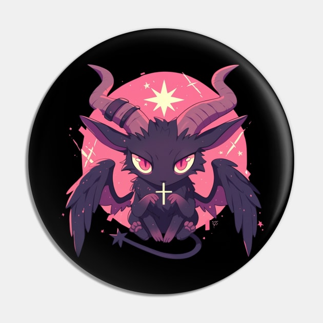 Cute Kawaii Chibi Baphomet Winged Demon - Baphomet Demon - Pin | TeePublic