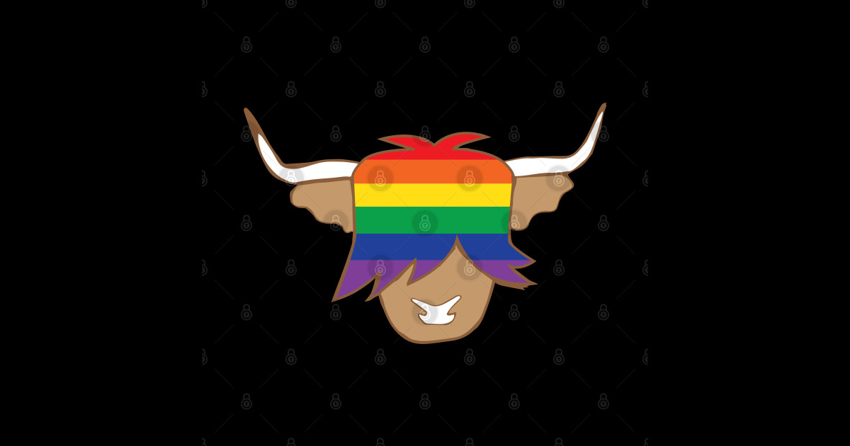 Highland cow LGBT flag rainbow pride coo - Lgbt Flag Gift - Posters and ...