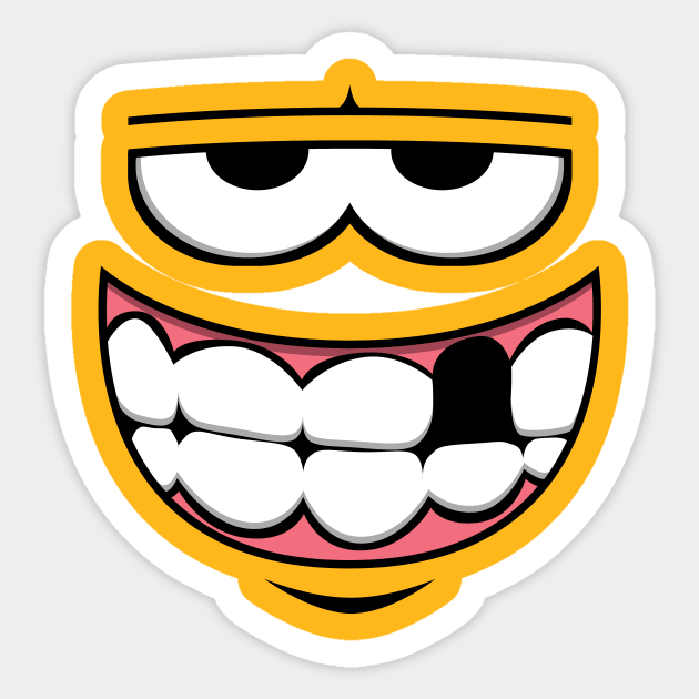 Funny Face Missing Tooth - Smiley Face - Sticker | TeePublic