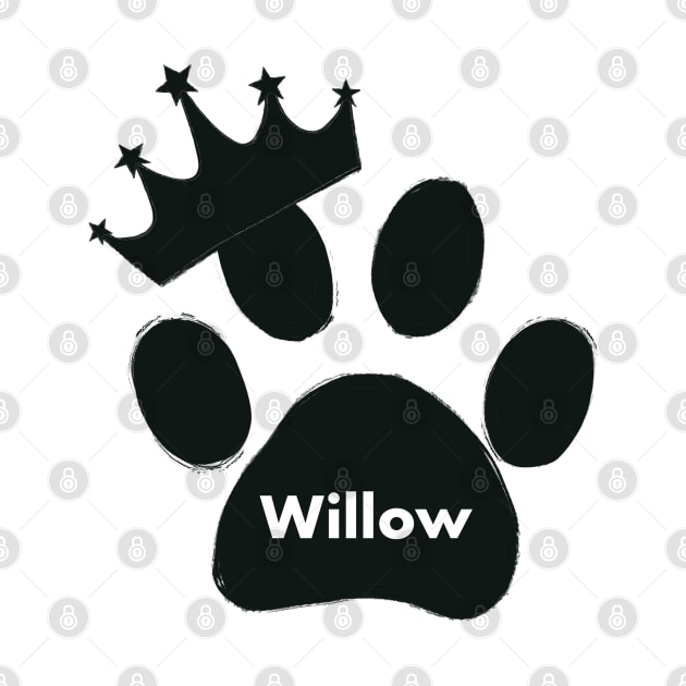 Willow cat name made of hand drawn paw prints - Willow Cat Name Made Of Hand Drawn Paw - T-Shirt ...