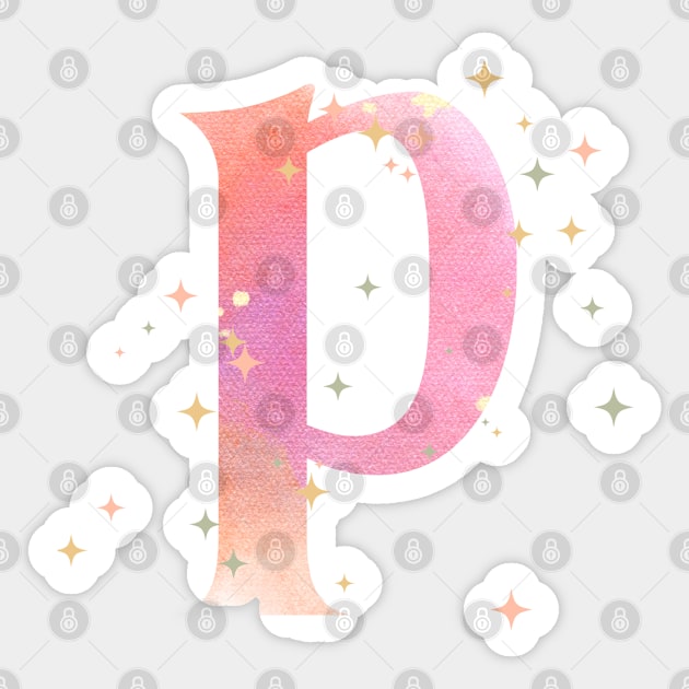 Letter P Monogram pink watercolor - Monogram Letter P - Sticker | TeePublic