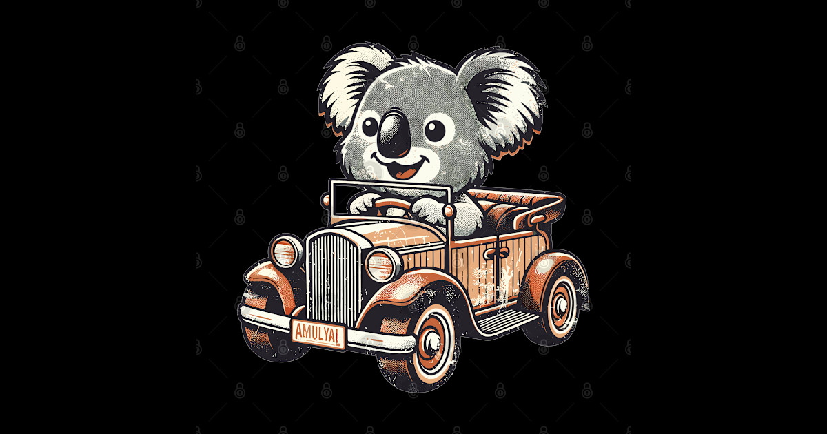 Koala driving car - Koala - Sticker | TeePublic