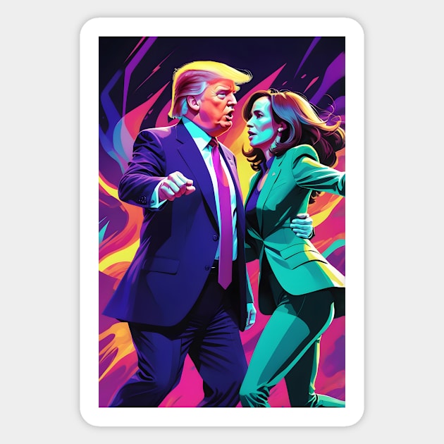 Donald Trump and Kamala Harris Neon-Style Design - Vibrant Political ...