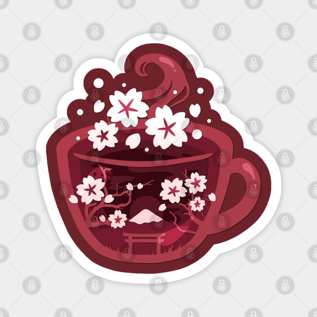 Papercraft Sakura Teacup - Sakura - Magnet | TeePublic