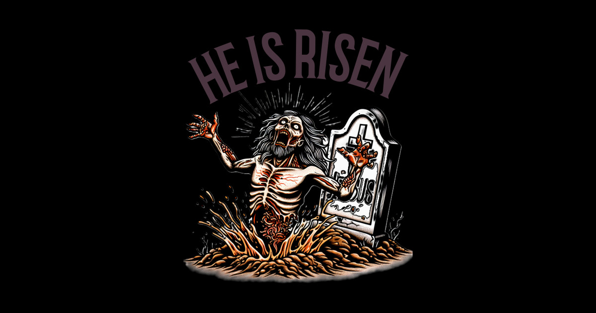 Zombie Jesus He is Risen Heavy Metal T-Shirt - Zombie Jesus - Sticker ...