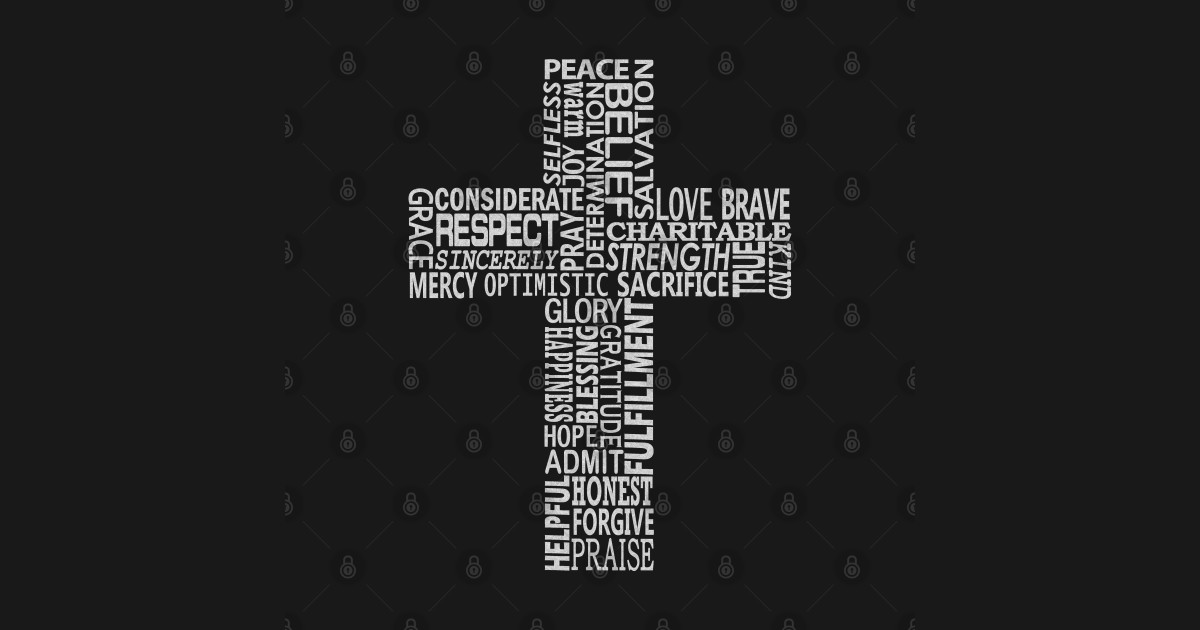 Cross with words - Designs - Sticker | TeePublic