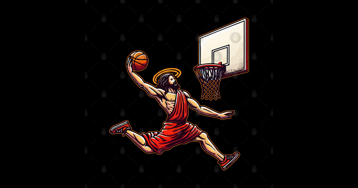 Funny Basketball Retro Jesus Christ - Jesus Basketball - Sticker ...