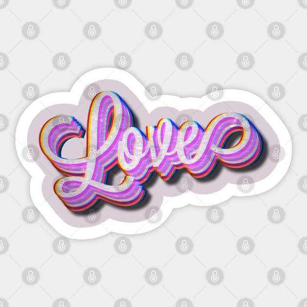 love vintage - Love Vintage Text Colorful Design - Sticker | TeePublic