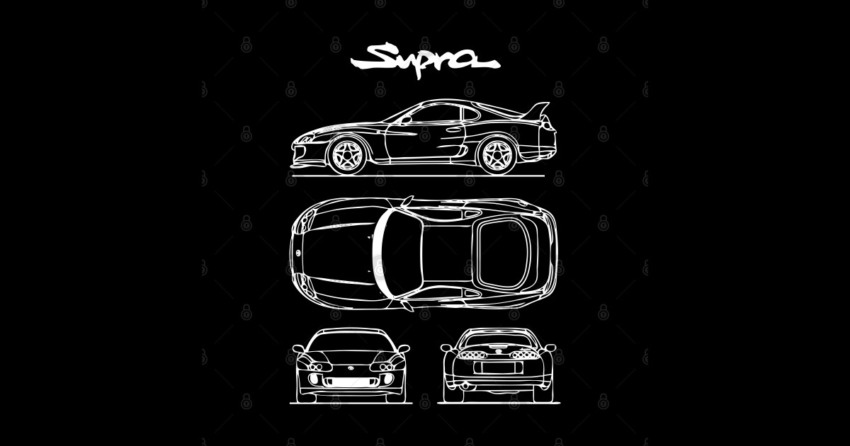 Toyota Supra MK4 Blueprint - Supra - Posters and Art Prints | TeePublic