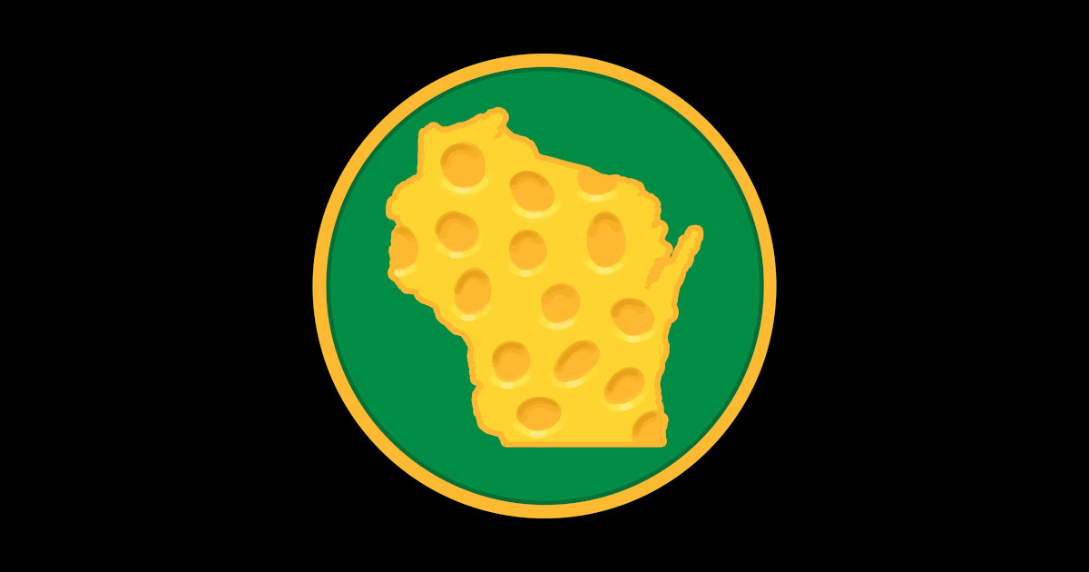 State of Wisconsin Cheese Green and Gold Circle - Wisconsin - Sticker ...