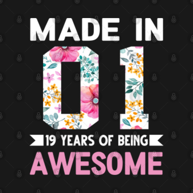 19 Year Old Birthday Girl Born In 2001 19th Birthday Gift - 19th ...