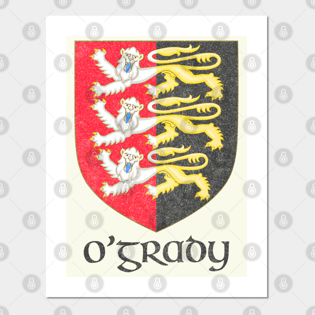 O'Grady / Faded Style Family Crest Design - Ogrady - Posters and Art ...