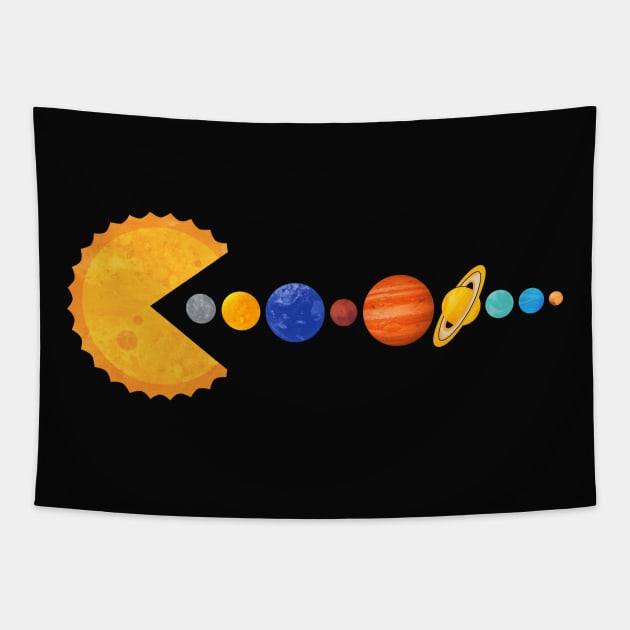 Pacman Eating Planets - Pacman - Tapestry | TeePublic
