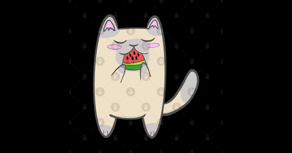 Watermelon Snack Kitty - Cat - Sticker | TeePublic