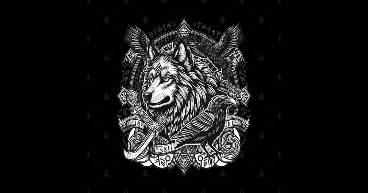 Runic Wolf and Ravens – Norse Mythology Design - Norse Mythology ...