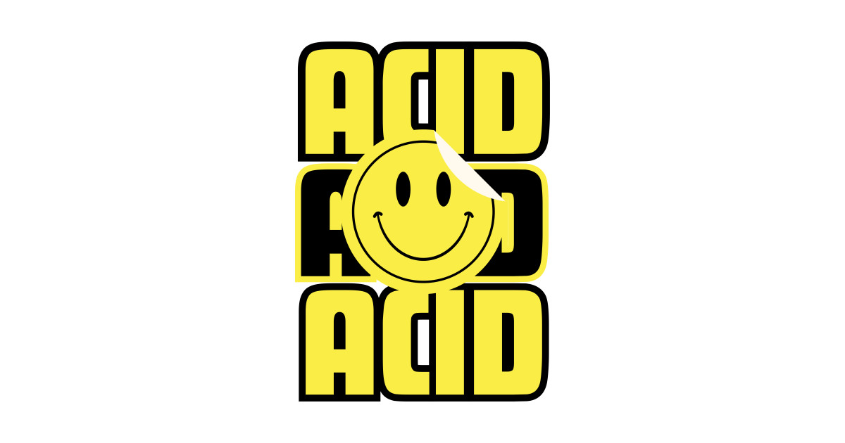 ACID HOUSE - Font With Smiley Sticker Peel (black/yellow) - Acid House ...