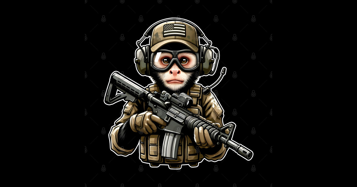Tactical Monkey - Monkey - Sticker | TeePublic