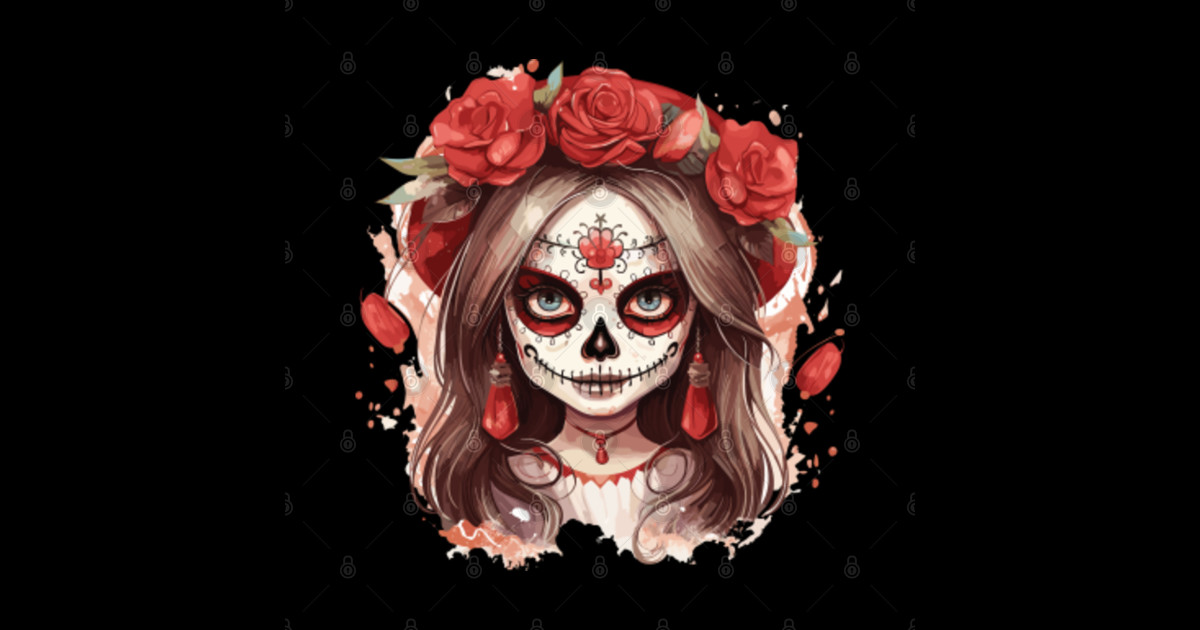 Cute Skull Girl - Halloween Design - Cute Skull Girl - Sticker | TeePublic