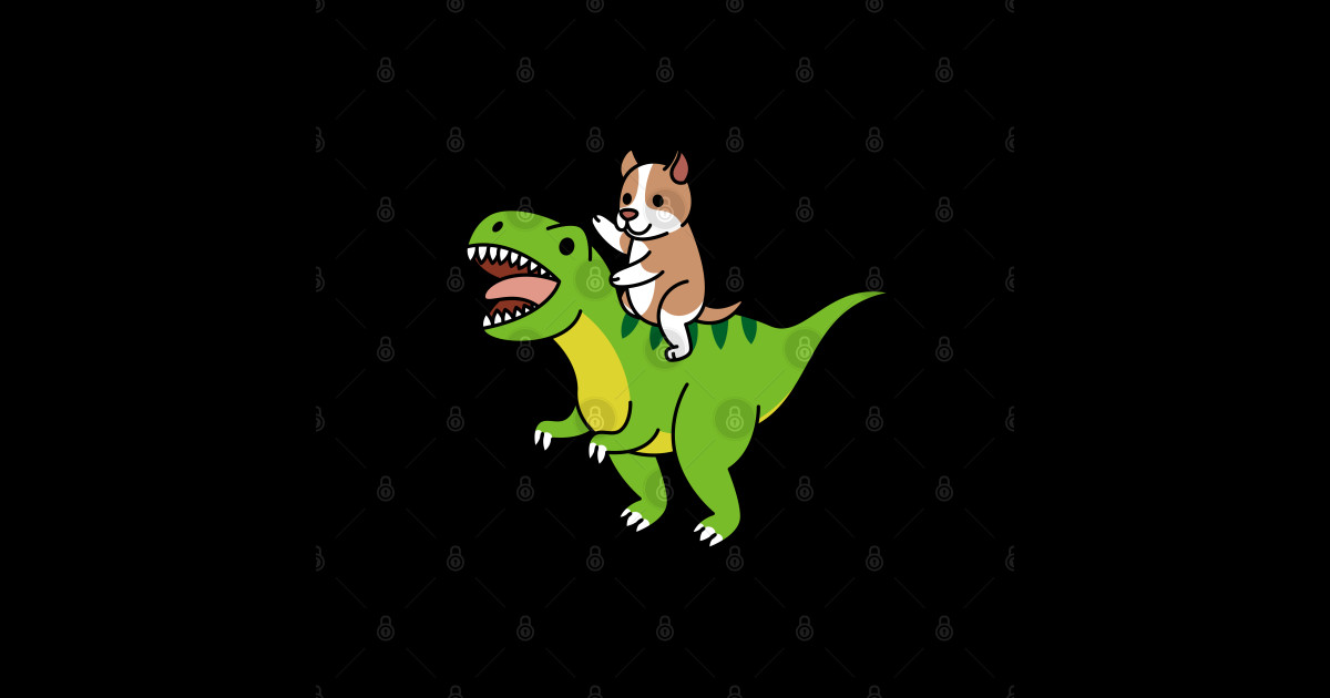 Pit Bull Riding T-Rex Dinosaur - Pit Bull - Sticker | TeePublic