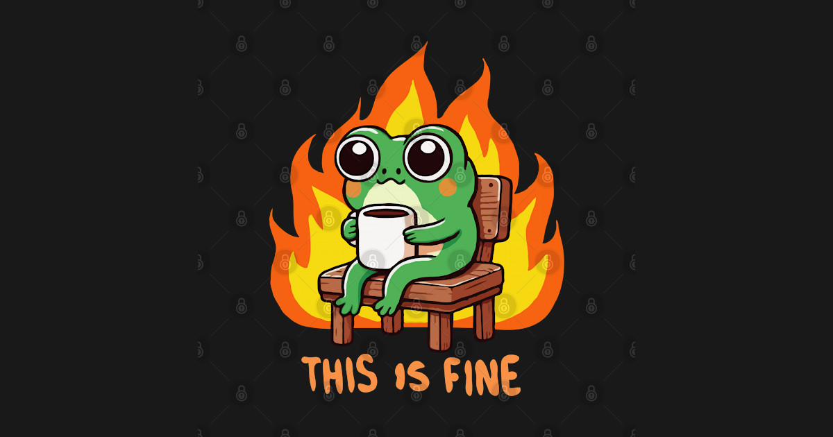 Frog, This Is Fine - Frog - T-Shirt | TeePublic