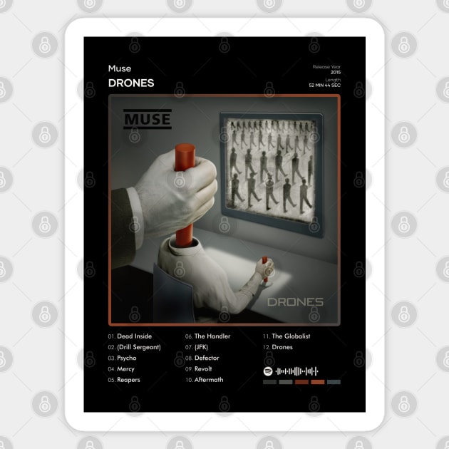 Muse - Drones Tracklist Album - Muse - Sticker | TeePublic