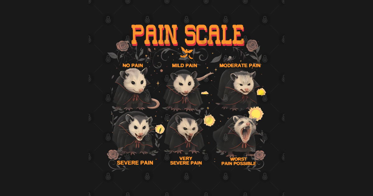 Spooky Opossum Pain Scale Pain Trauma Nurse Triage Halloween - Spooky ...