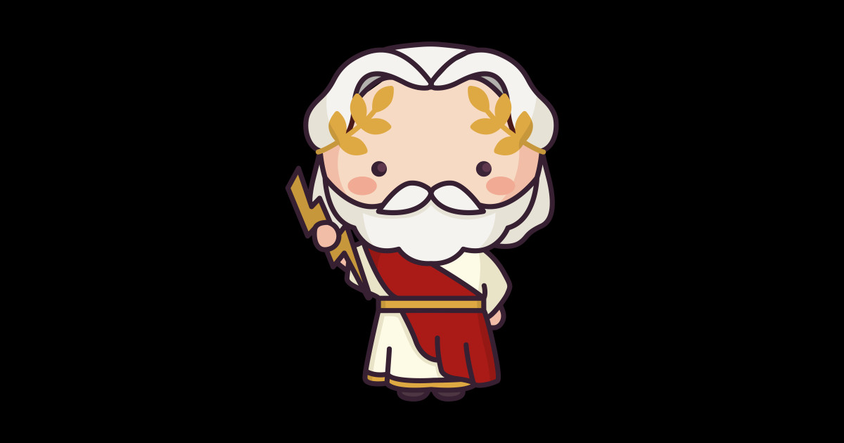 Cute Greek God Zeus Cartoon - Greek God Zeus - Sticker | TeePublic