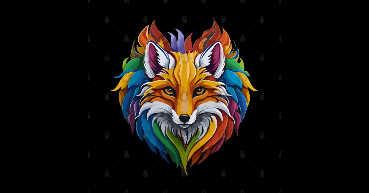 Colorful Fox design - Rainbow Fox - Sticker | TeePublic