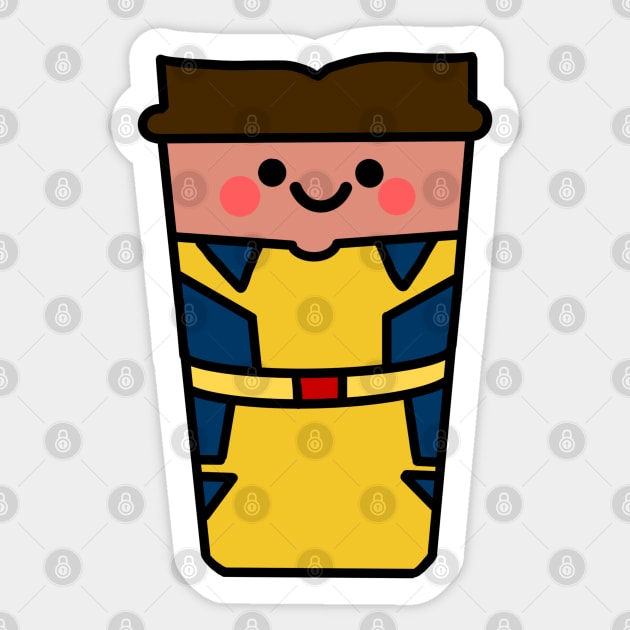 Cute Kawaii Coffee Mug of W - Wolverine - Sticker | TeePublic